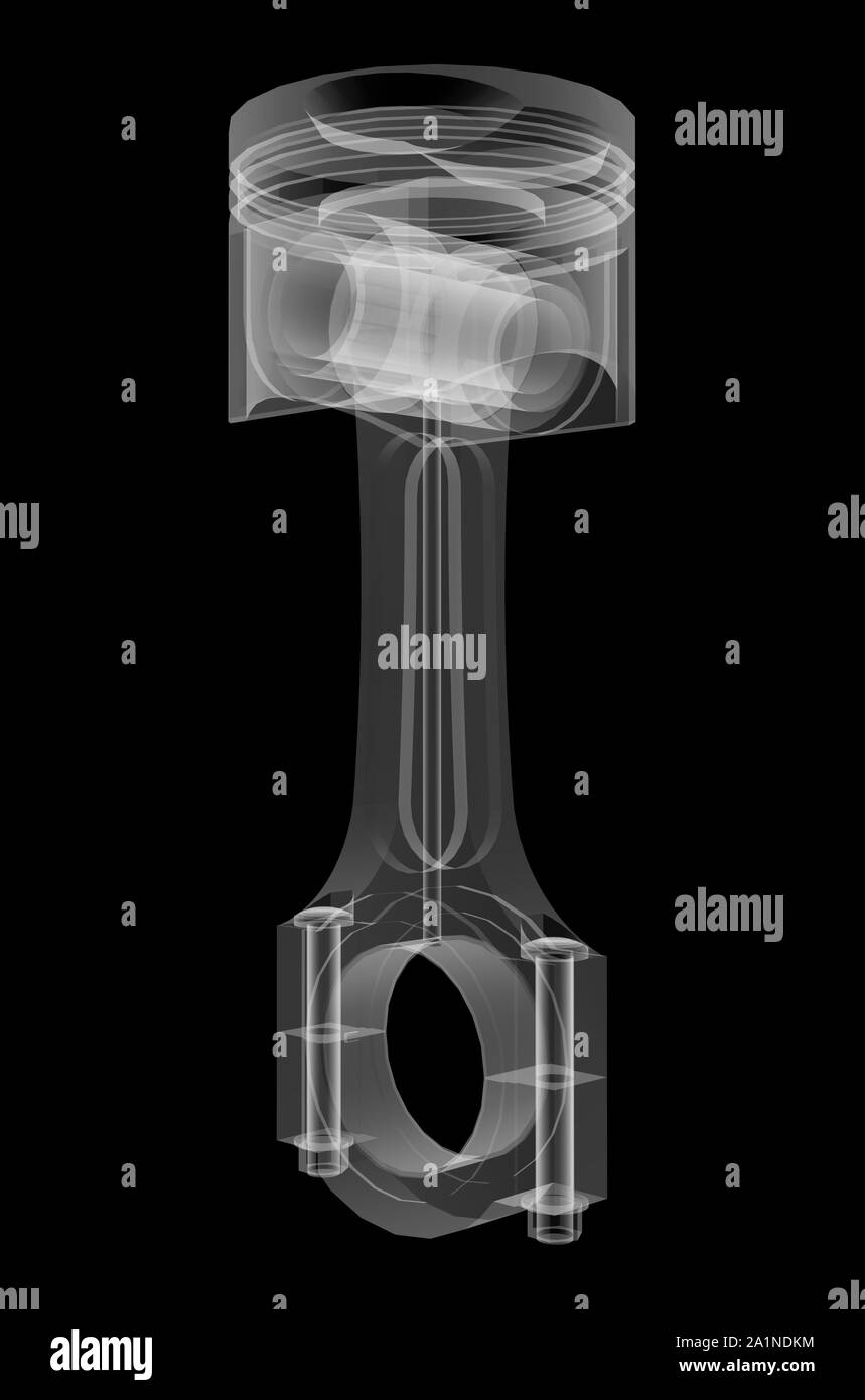 Piston X-Ray style. Isolated on black background. 3D illustration Stock ...