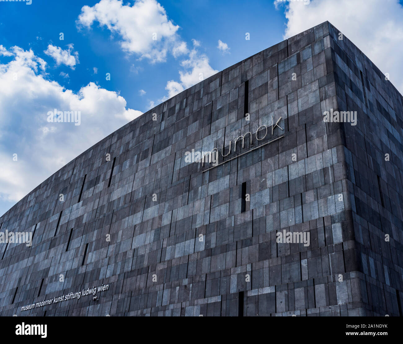 MUMOK - museum of modern art building (clad in basalt lava) in the ...