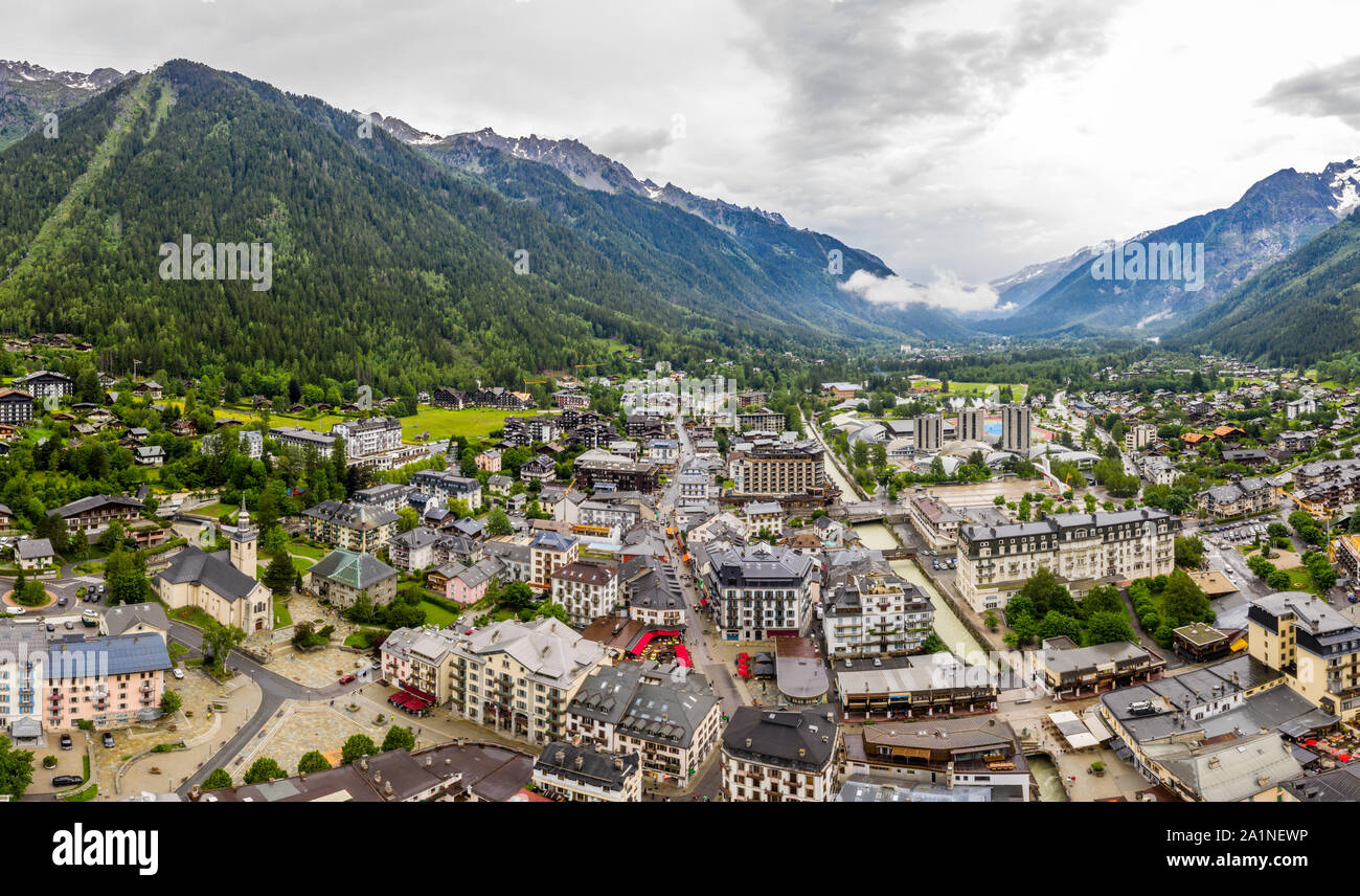 Aerial view chamonix town in hi-res stock photography and images - Alamy