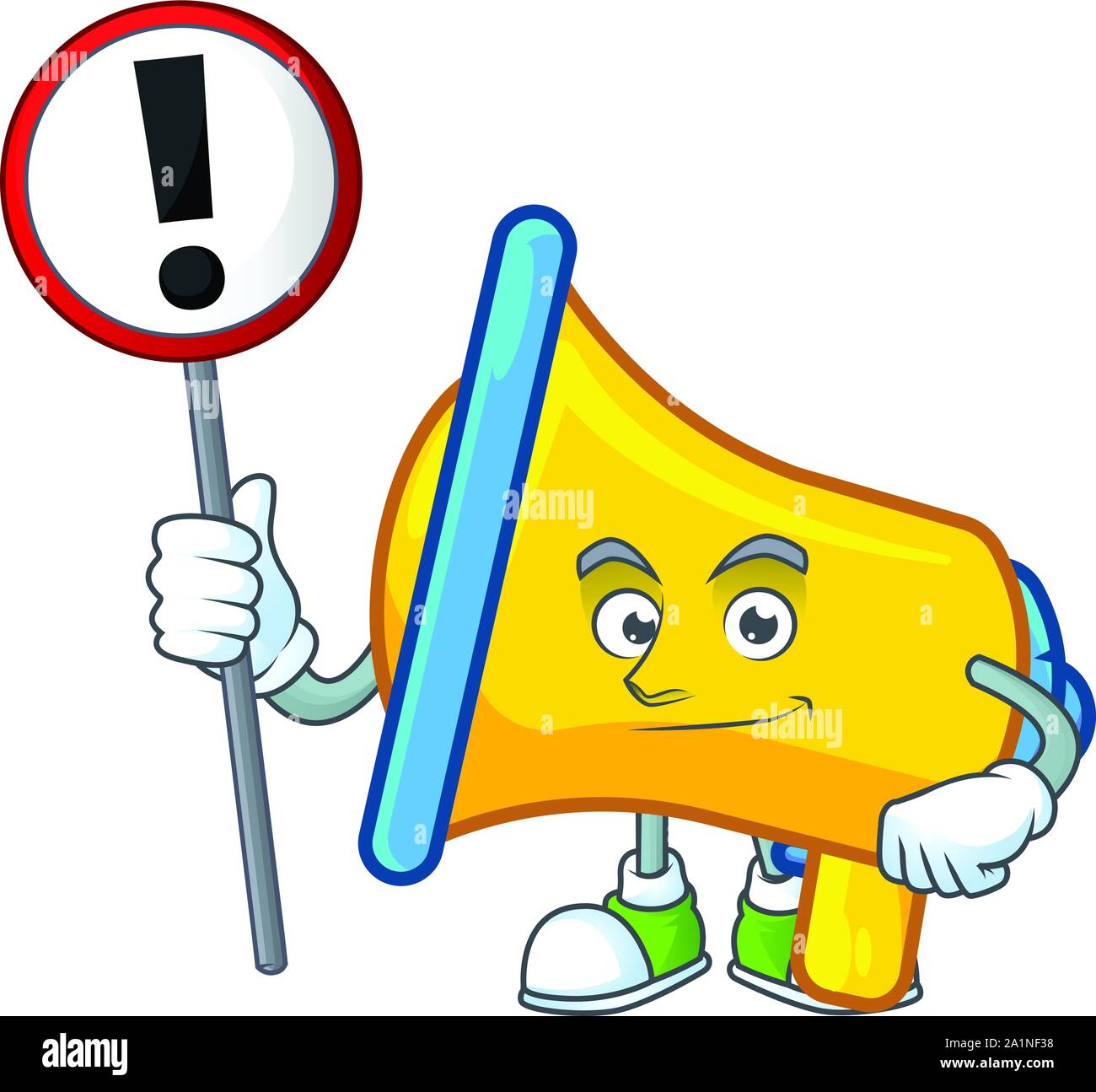 With sign yellow loudspeaker cartoon character for bullhorn Stock ...