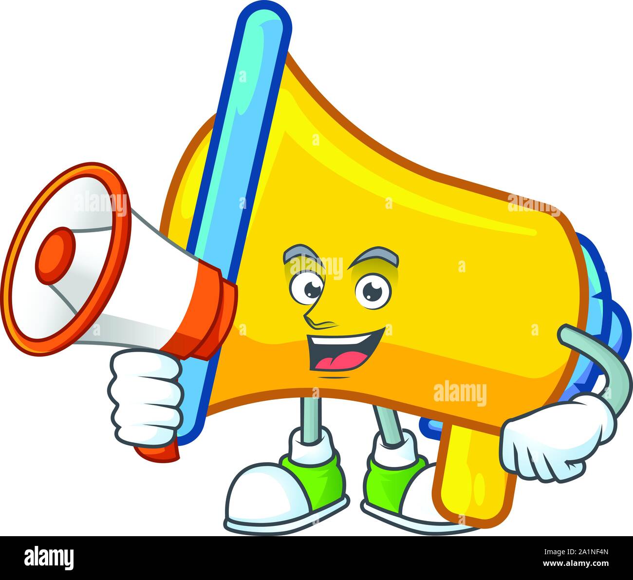 With megaphone yellow loudspeaker cartoon character for bullhorn Stock ...