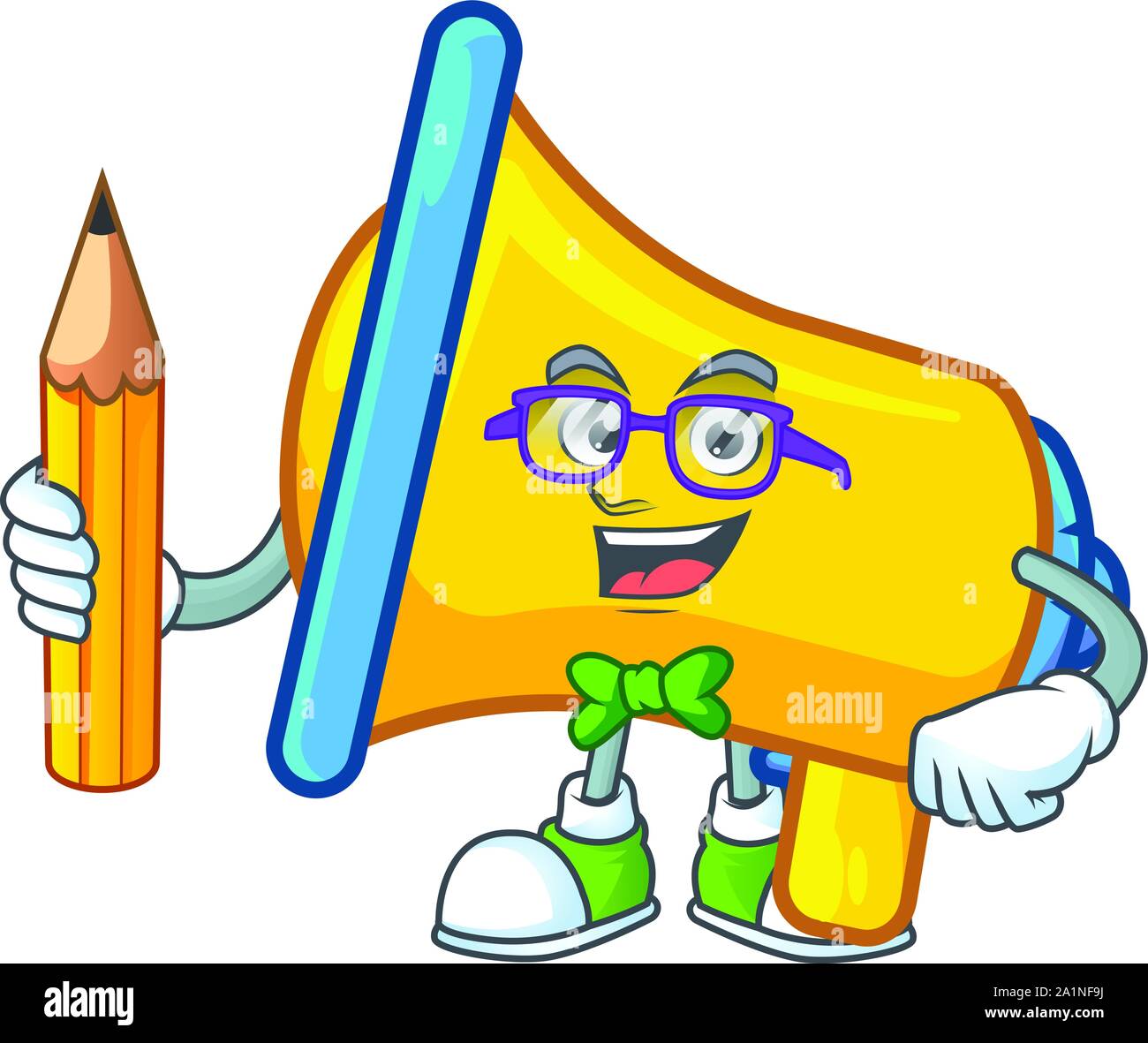 Student yellow loudspeaker electronic in cartoon character Stock Vector ...