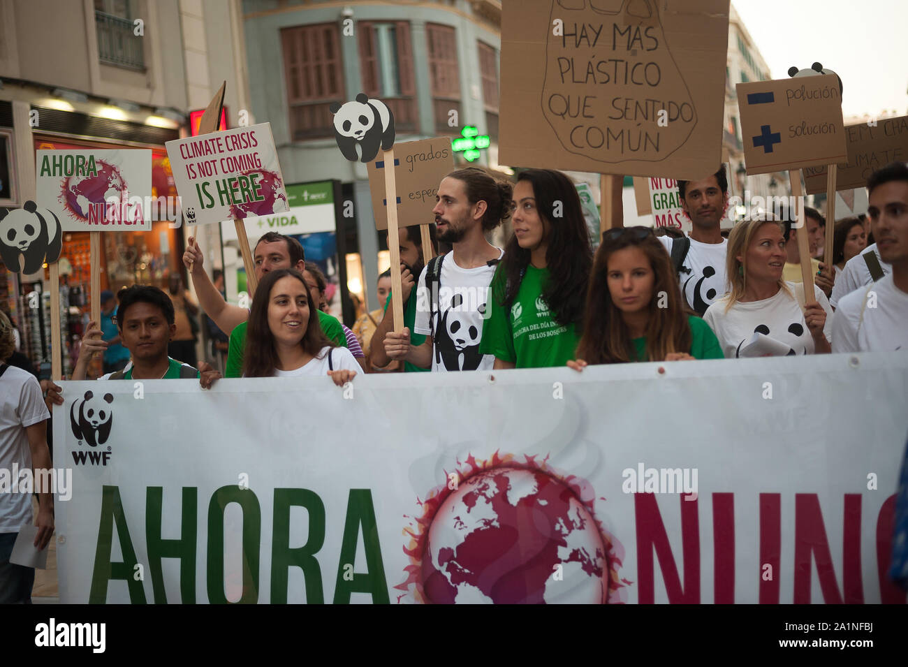 Malaga, Spain. 27th Sep, 2019. Activists of WWF ( World Wildlife Found ...