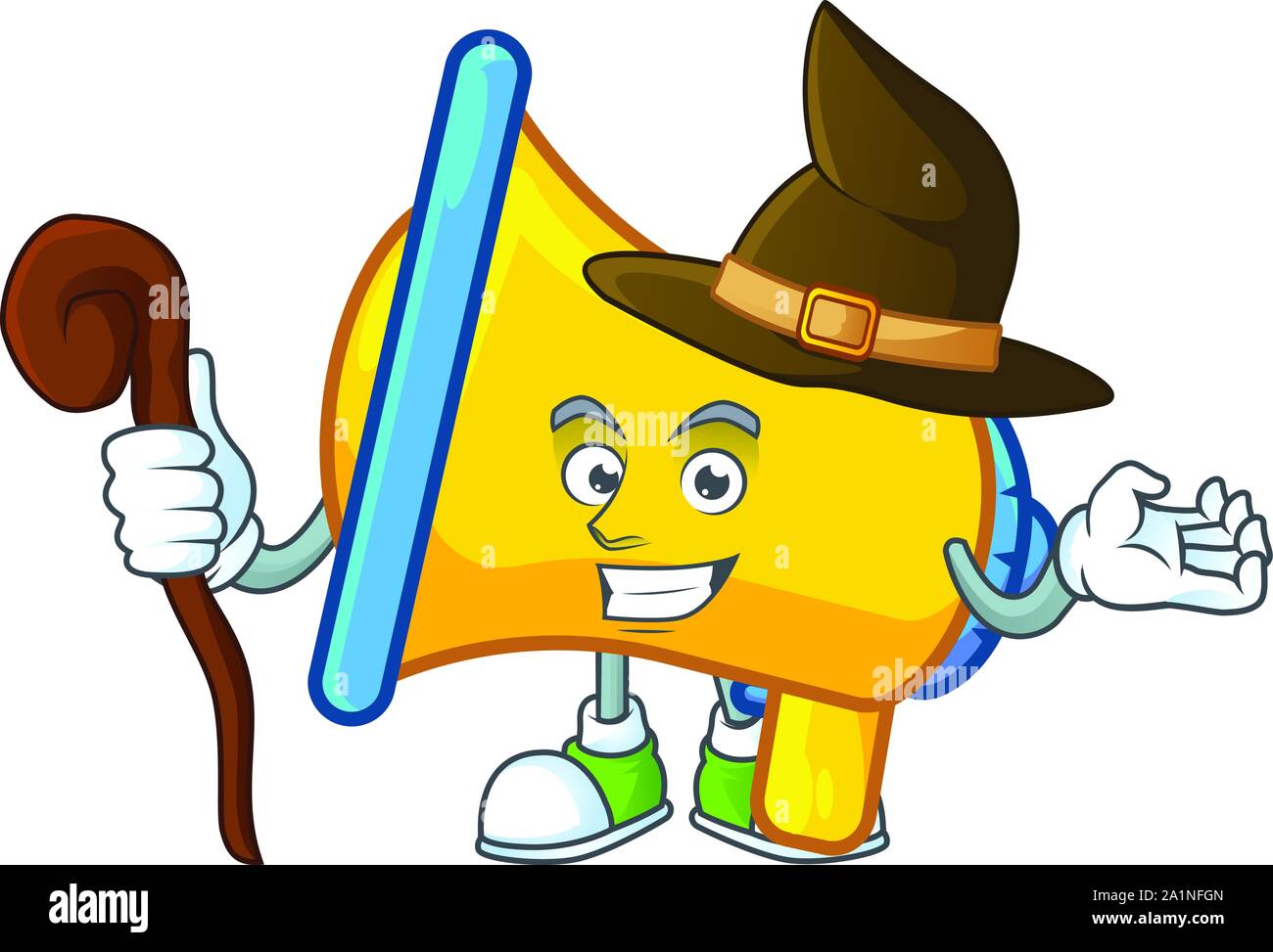 Witch yellow loudspeaker mascot on white background Stock Vector Image ...