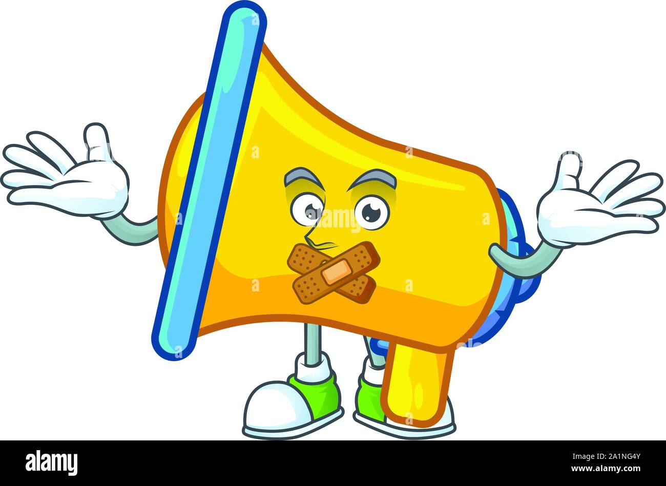 Silent yellow loudspeaker cartoon character with mascot Stock Vector ...