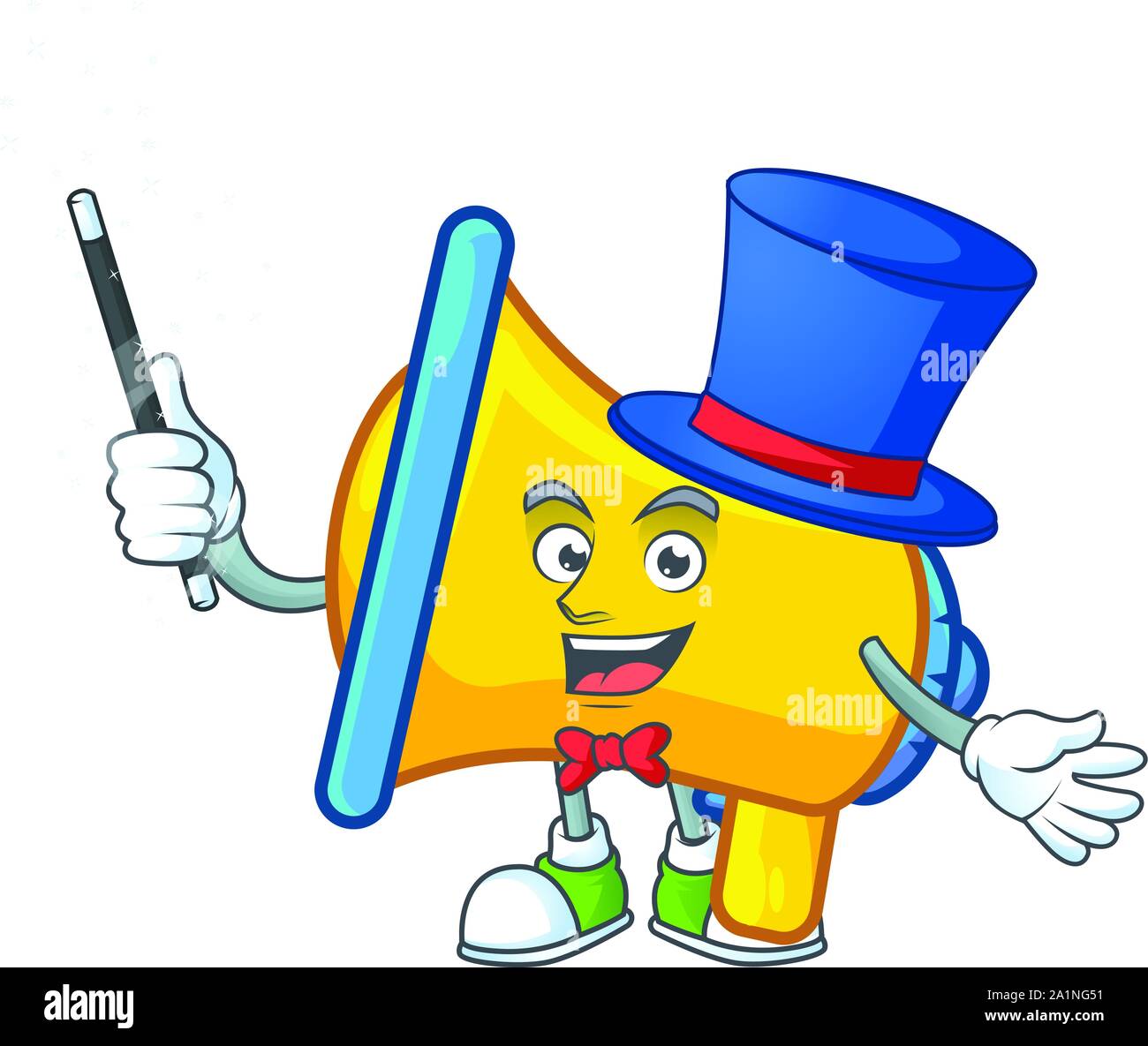 Magician yellow loudspeaker cartoon character with mascot Stock Vector ...