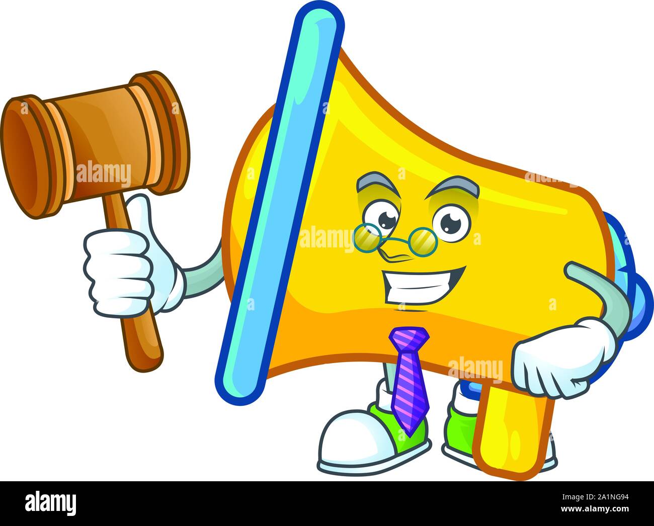 Judge yellow loudspeaker cartoon character with mascot Stock Vector ...