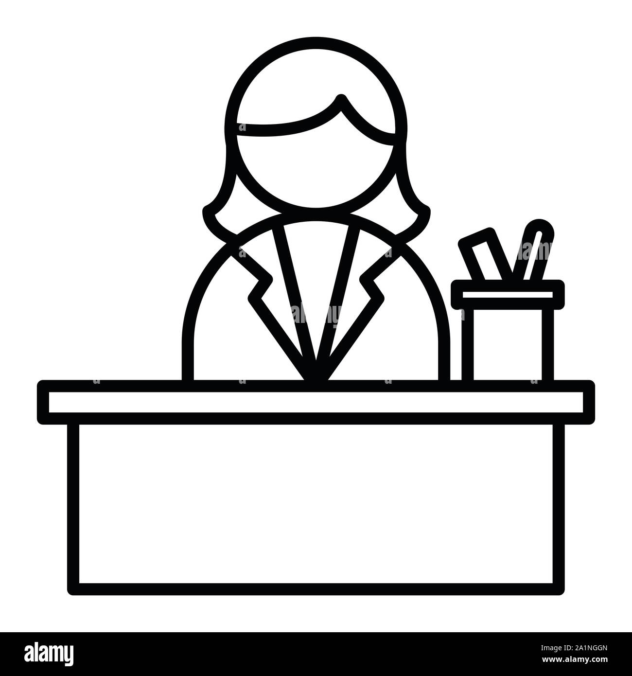 Secretary Icon, Vector Illustration, Business Outline Stock Vector ...