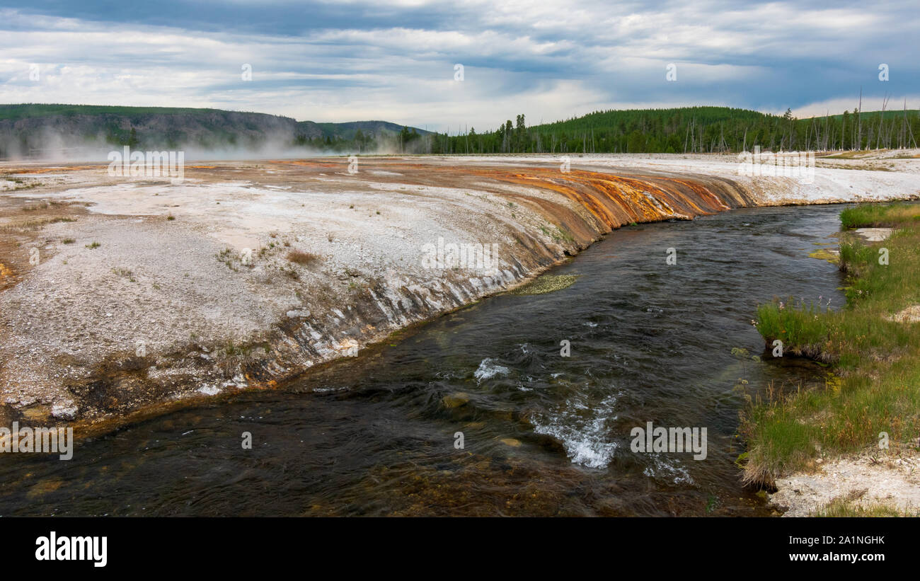 River Flows Through Yellowstone National Park Black Sand Geyser Basin ...