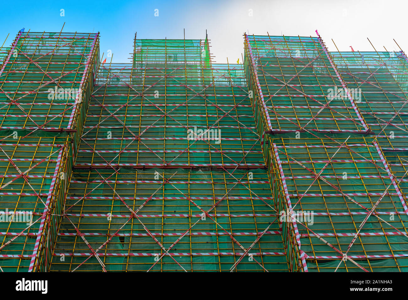 scaffolding and protection netting on an unfinished building Stock ...