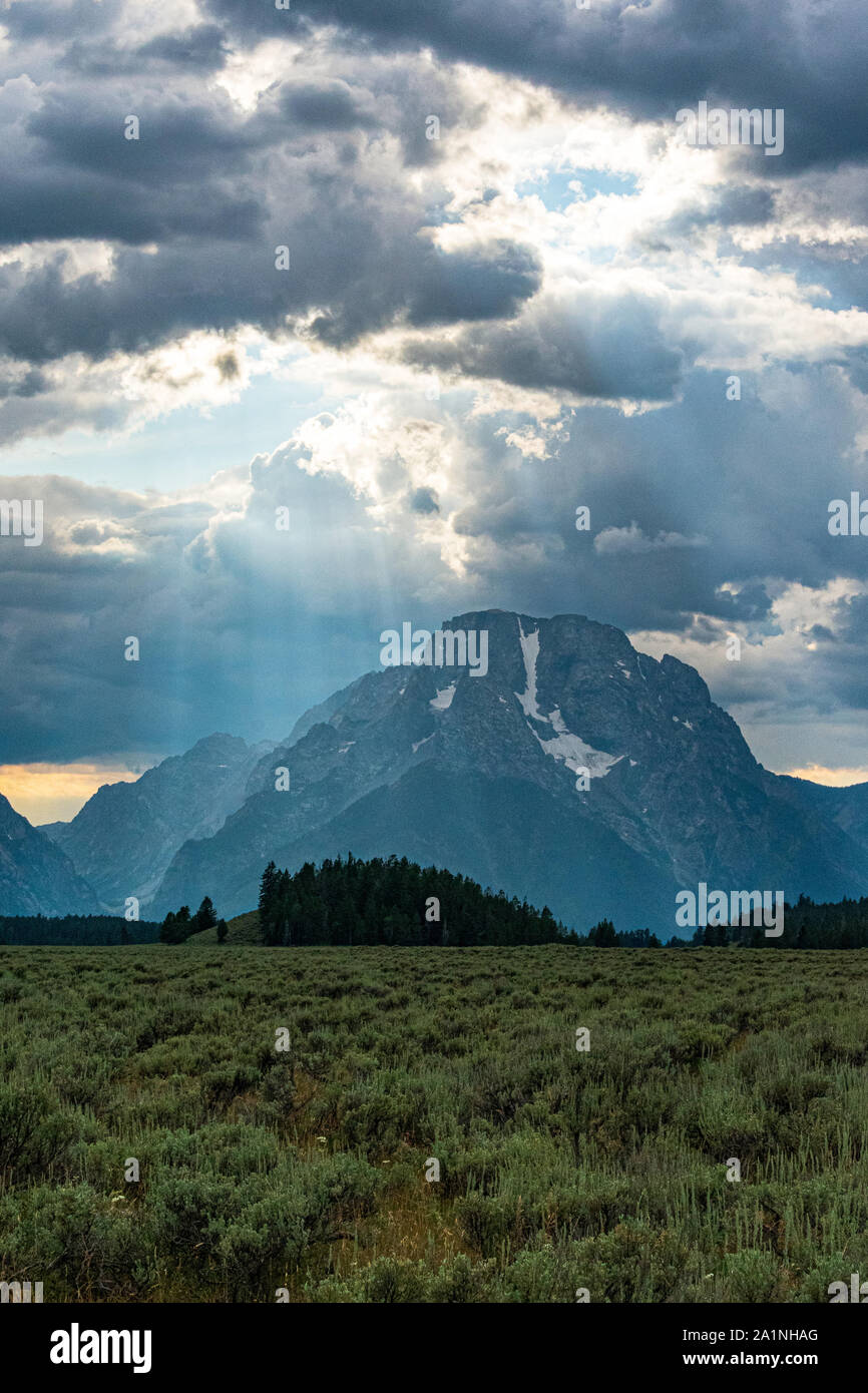 Sunlight on Teton Range, Grand Teton National Park Stock Photo - Alamy