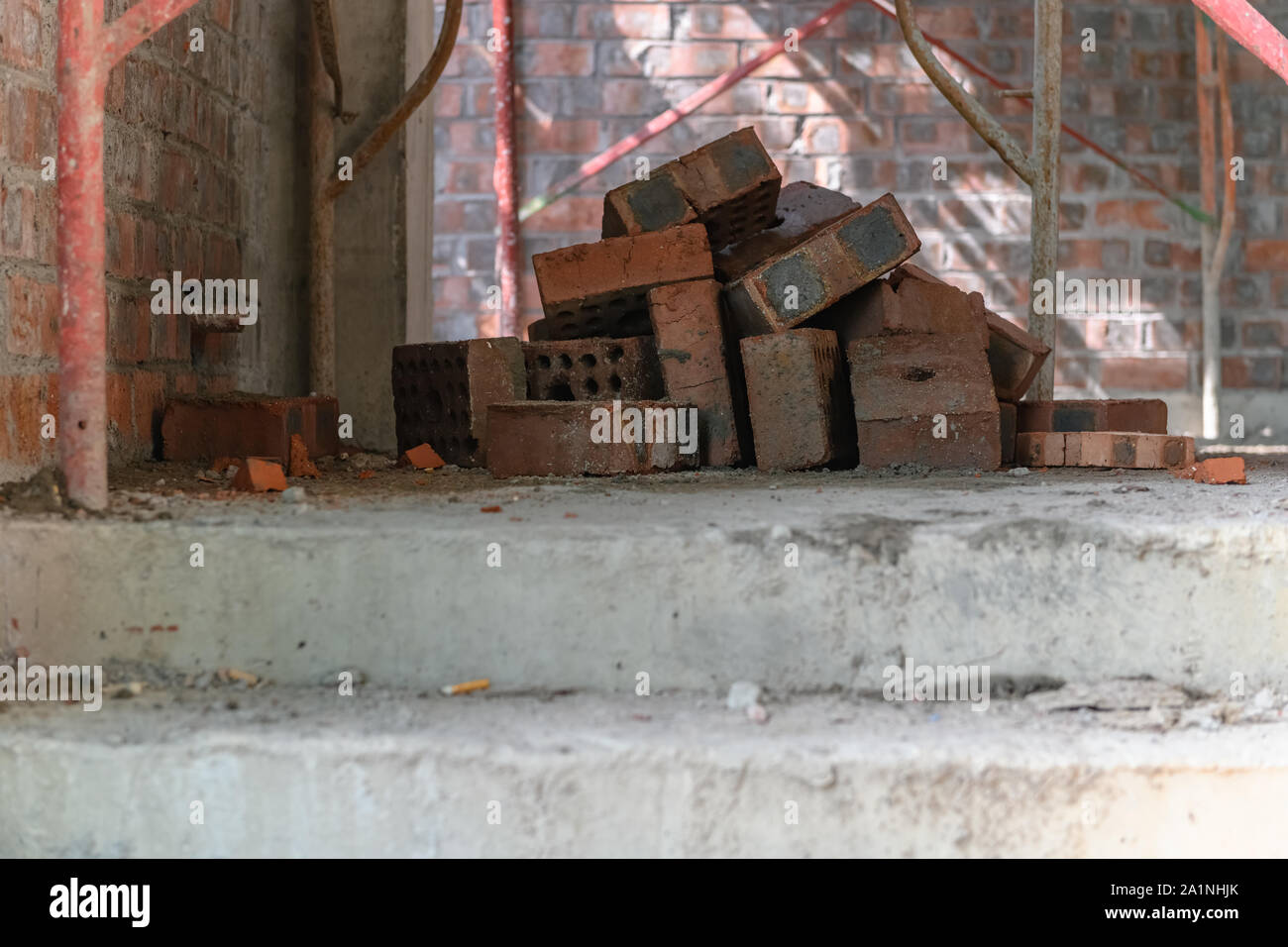 bricks inside an unfinished building Stock Photo - Alamy