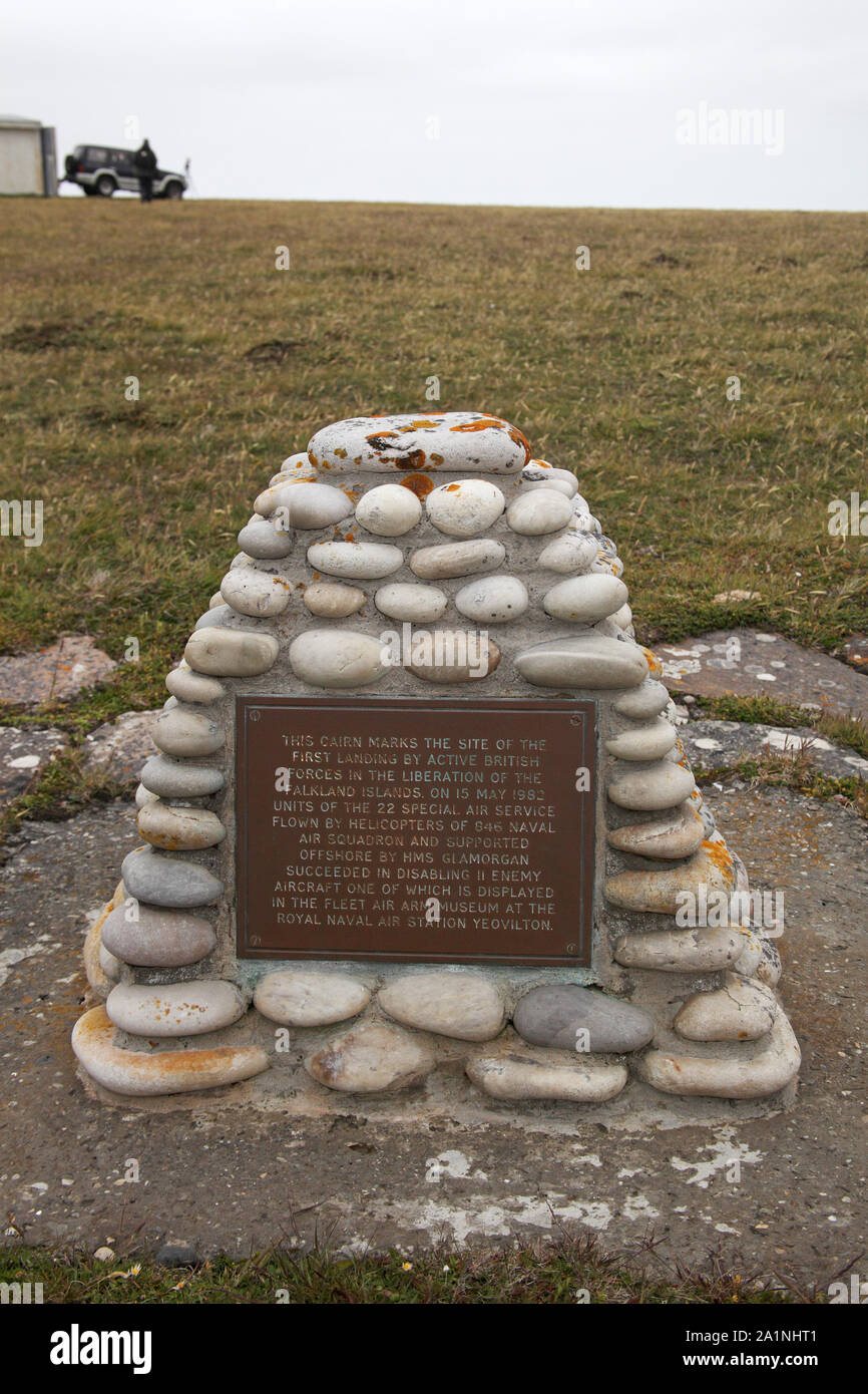 Memorial to the SAS on Pebble Island marking the first landing by ...