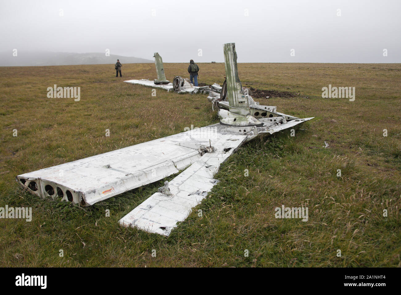 Wreckage of an Argentinian plane on Pebble Island blown up by the SAS ...