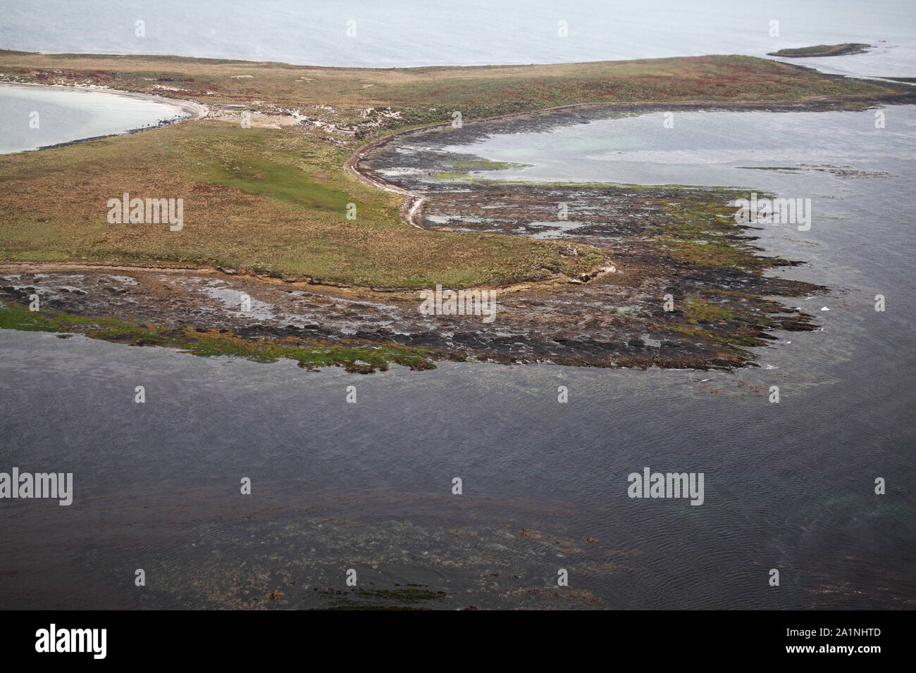 Aerial view of sand dunes on part of Pebble Island Falkland Islands ...