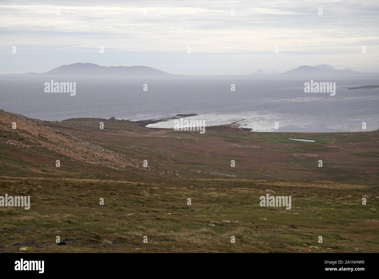 View towards the Jason Islands from the Saddle on Carcass Island ...
