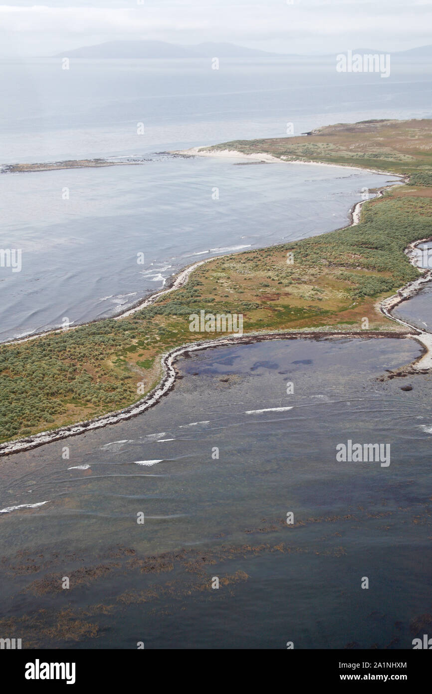 Aerial view of part of North West Point Carcass Island Falkland Islands ...