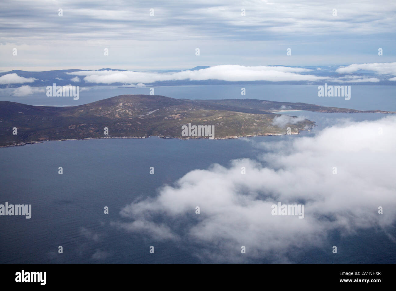 Aerial view of Mount Rees and Saunders Island Falkland Islands Stock ...