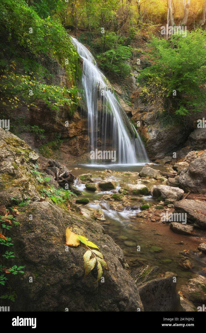 Waterfall and rill flow. Nature composition Stock Photo - Alamy