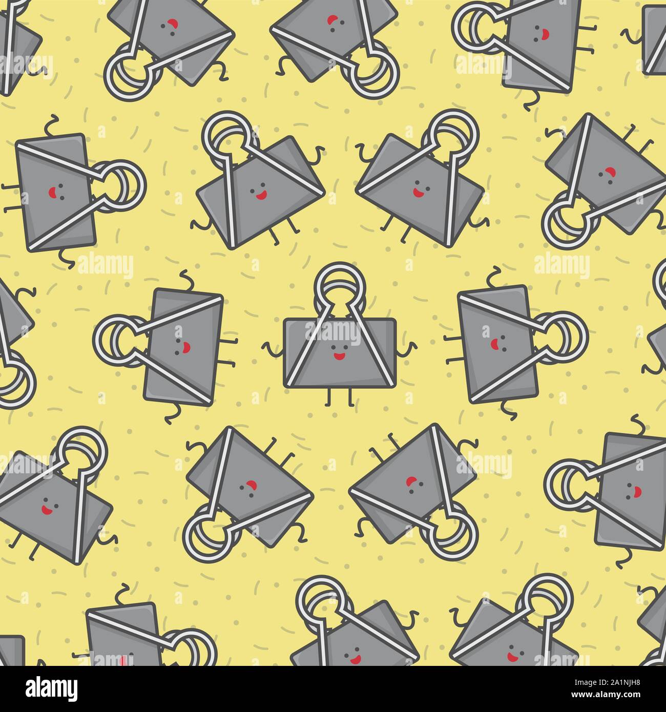 A Cute Binder Clip Illustration Background With Yellow and Gray Color ...