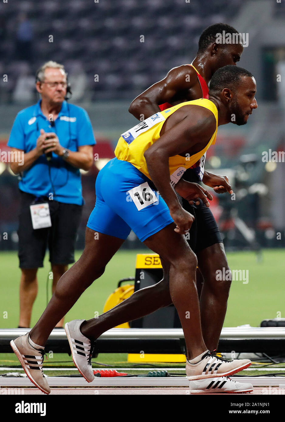 Doha, Qatar. 27th Sep, 2019. Braima Suncar Dabo (L) of Guinea-Bissau ...