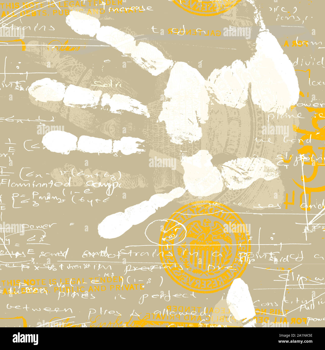 Printout of human hand with mathematics Stock Photo - Alamy