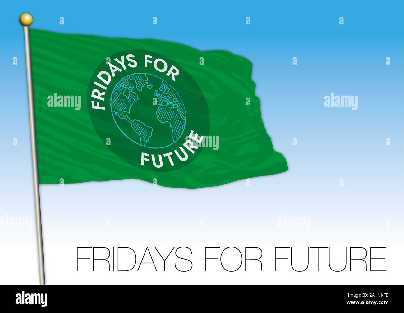 Fridays for Future flag with symbol, editorial, vector illustration ...
