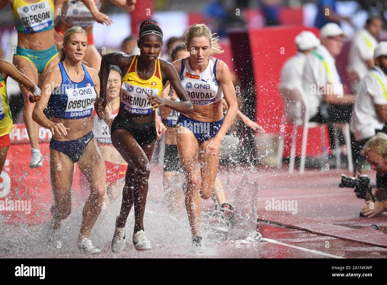 Peruth Chemutai (Uganda), Emma Coburn (USA), Karoline Grovdal (Norway ...