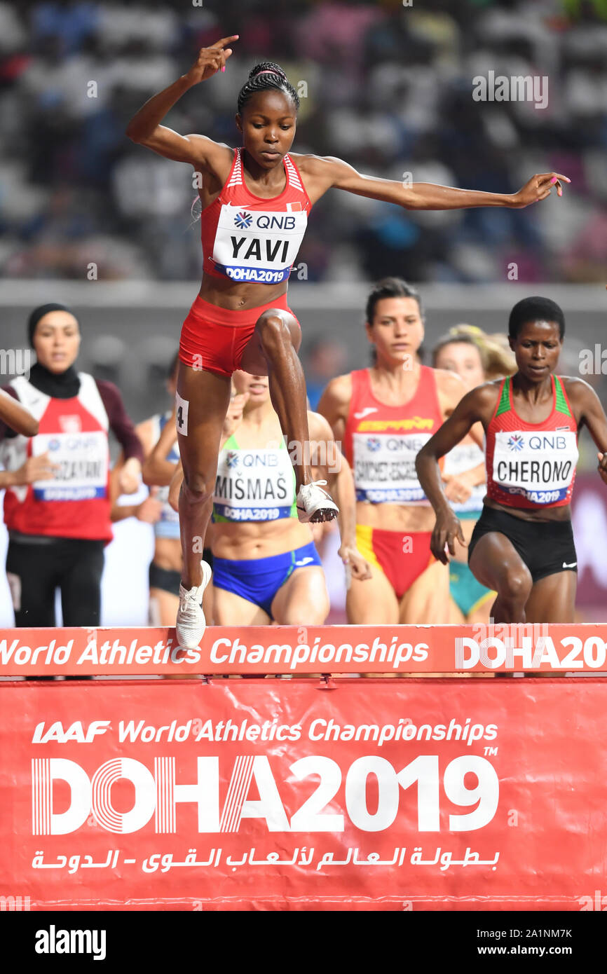 Winfred Yavi (Qatar). 3000 Metres Steeplechase Women, heats. IAAF World ...