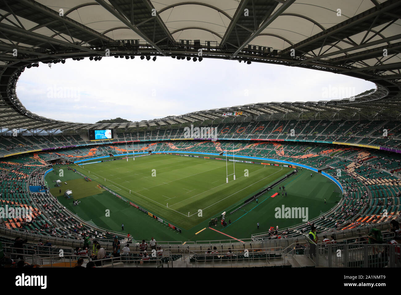 A general view of the stadium before the 2019 Rugby World Cup match at ...