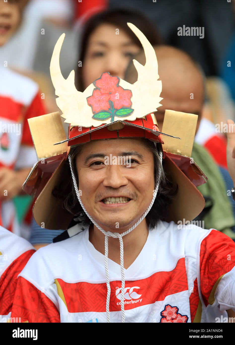 Japan fans during the 2019 Rugby World Cup match at the Shizoka Stadium ...