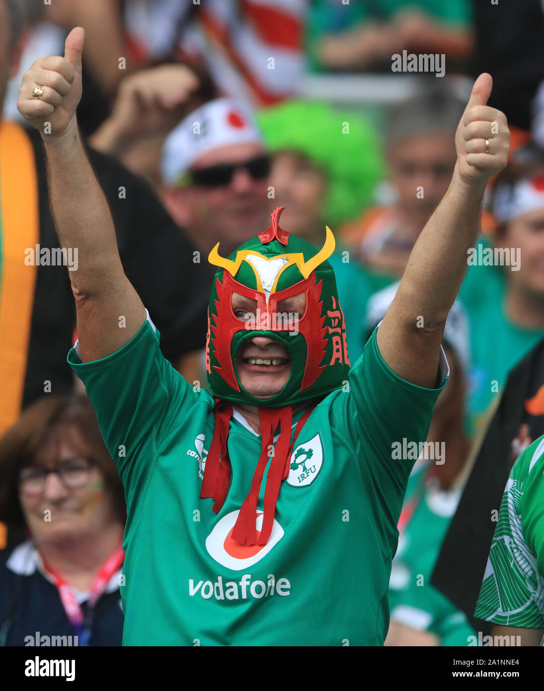 Irish fans during the 2019 Rugby World Cup match at the Shizoka Stadium ...