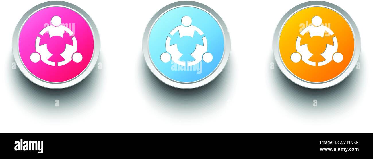 3D Icon set Teamwork People three person group. Vector design Stock ...