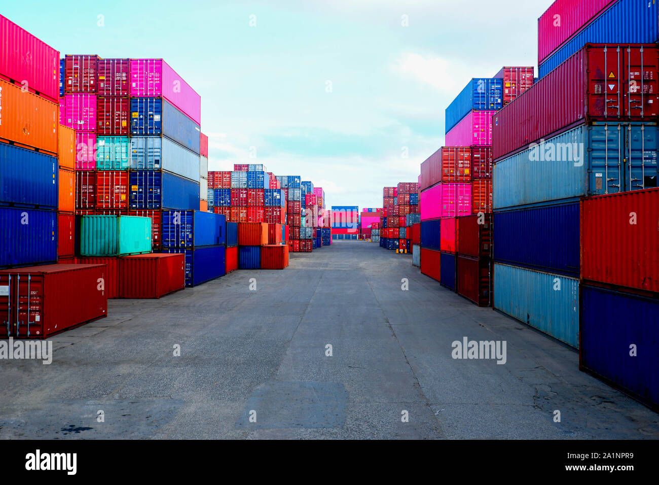 Container stack For import and export Stock Photo - Alamy