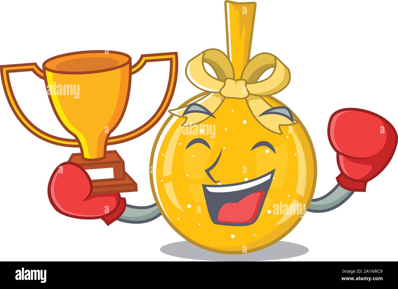 Boxing winner golden christmas balls hung cartoon walls Stock Vector ...