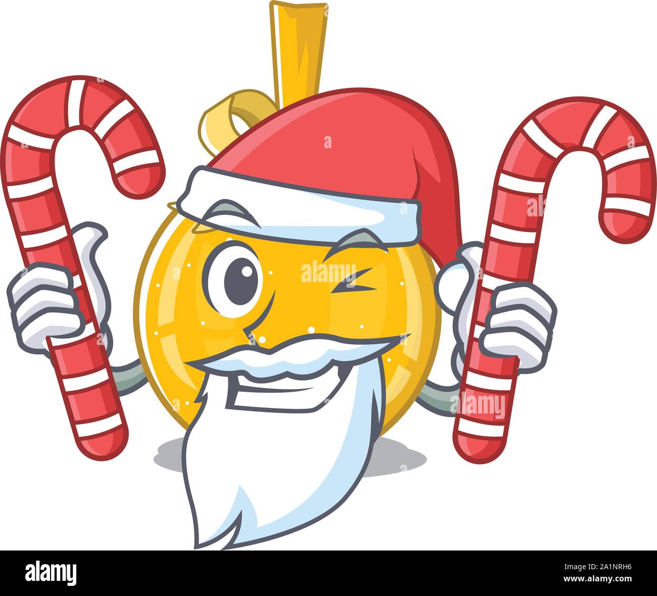 Santa with candy golden christmas balls hung cartoon walls Stock Vector ...