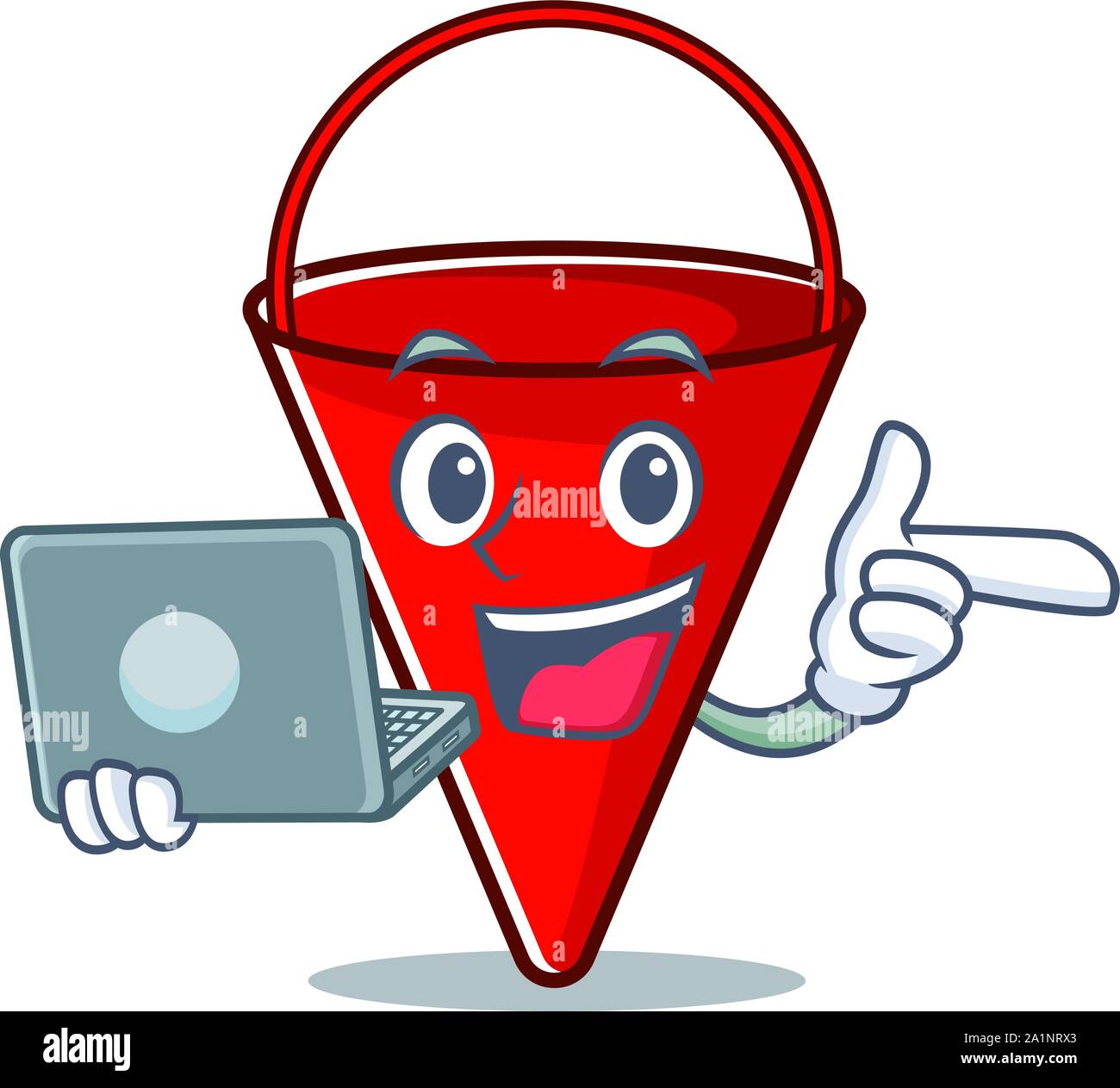 With laptop fire bucket mascot shape on cartoon Stock Vector Image ...