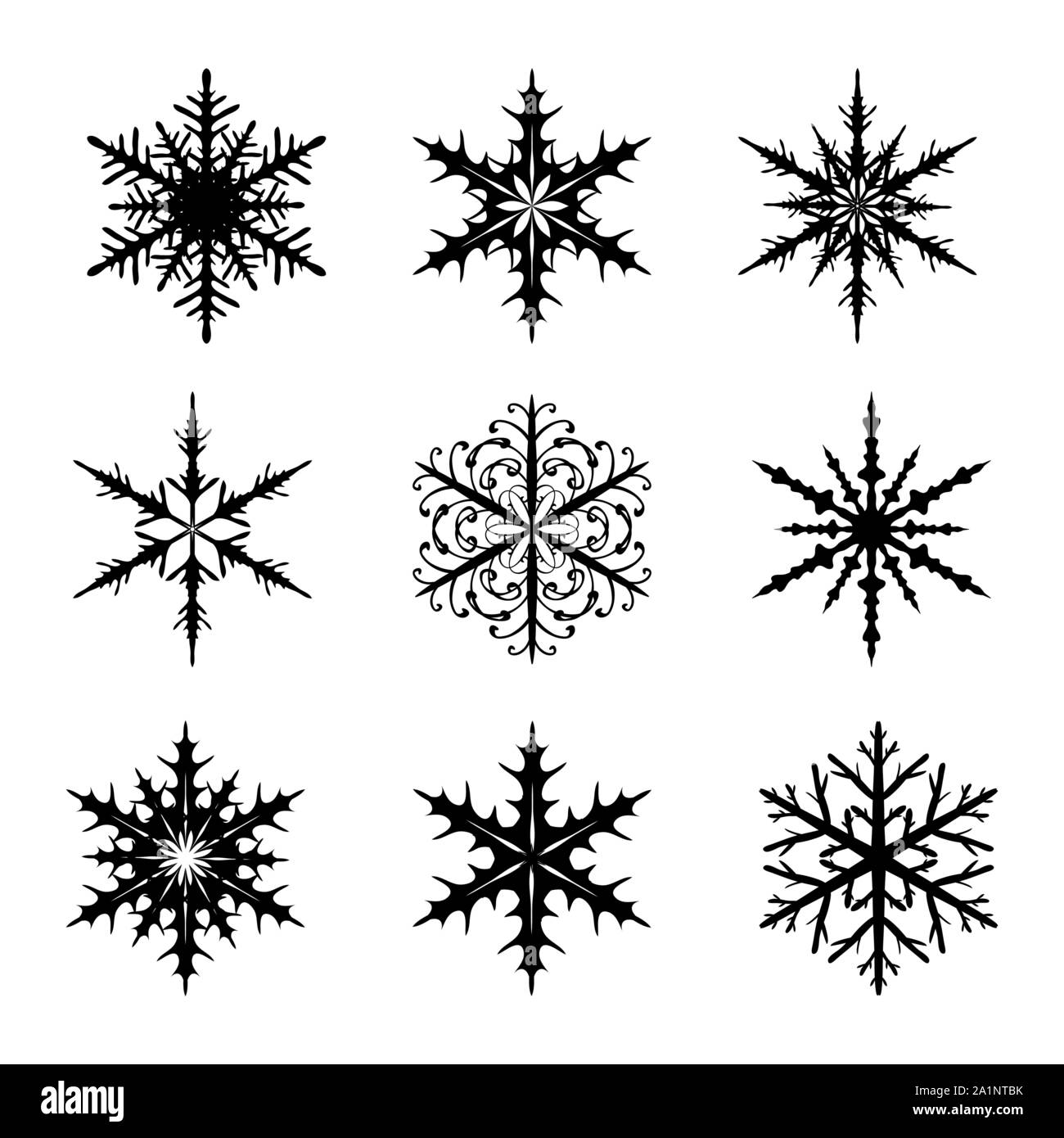 Snowflakes set isolated on white background vector Stock Vector Image ...