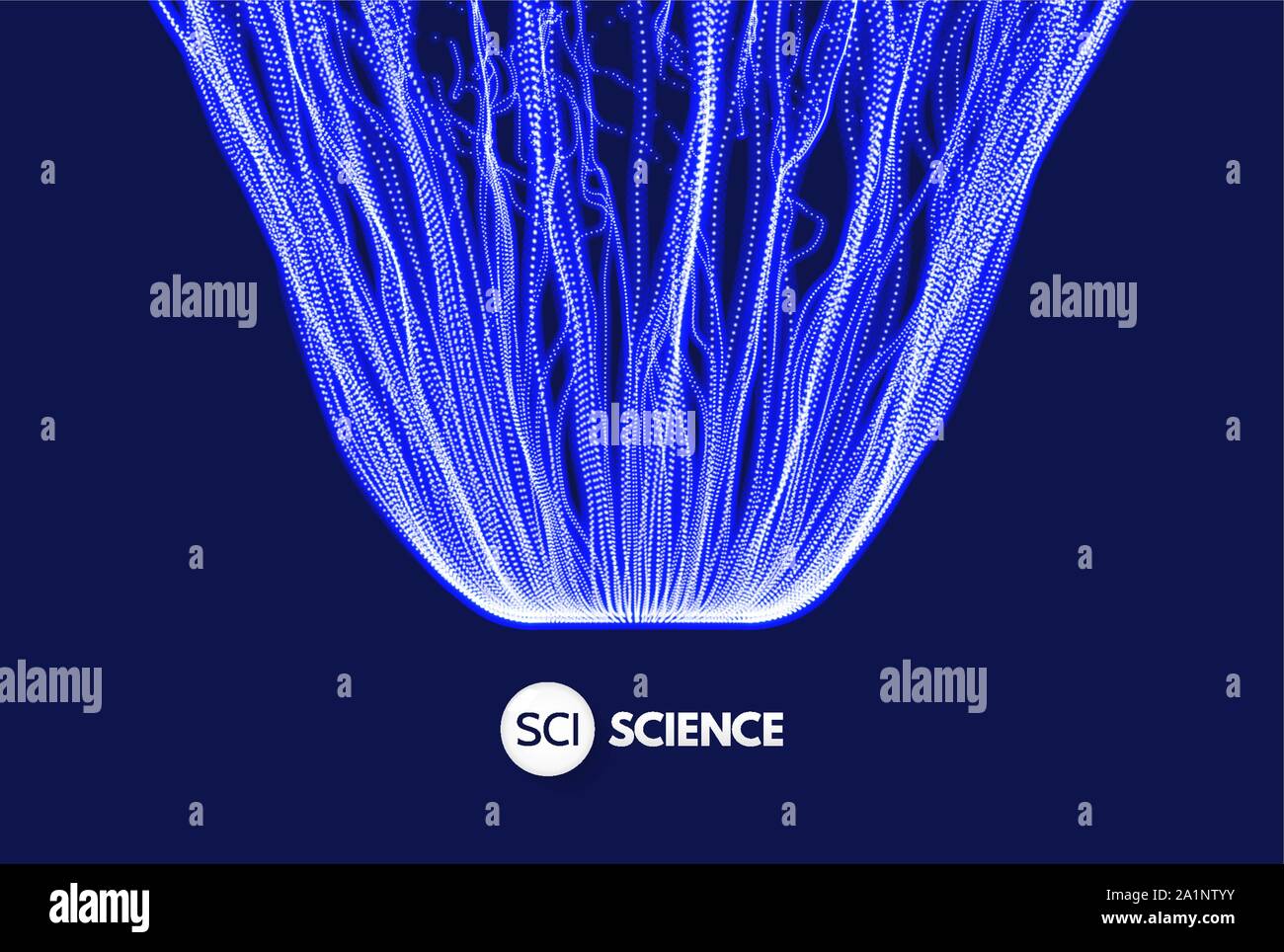 Array with dynamic particles. 3D molecular object for medicine, science ...