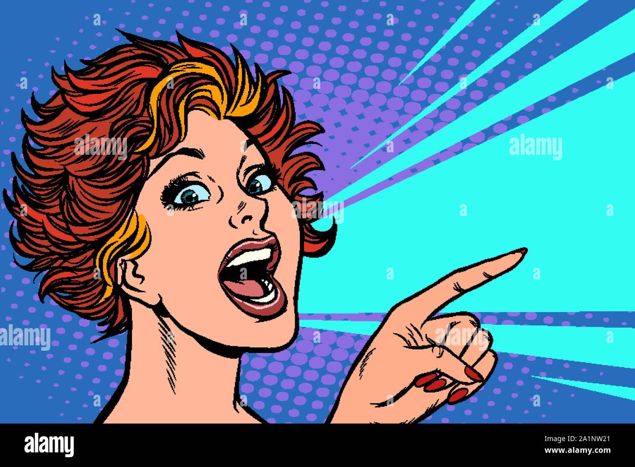 Modern woman points a finger. Pop art retro vector illustration drawing Stock Vector Image & Art ...