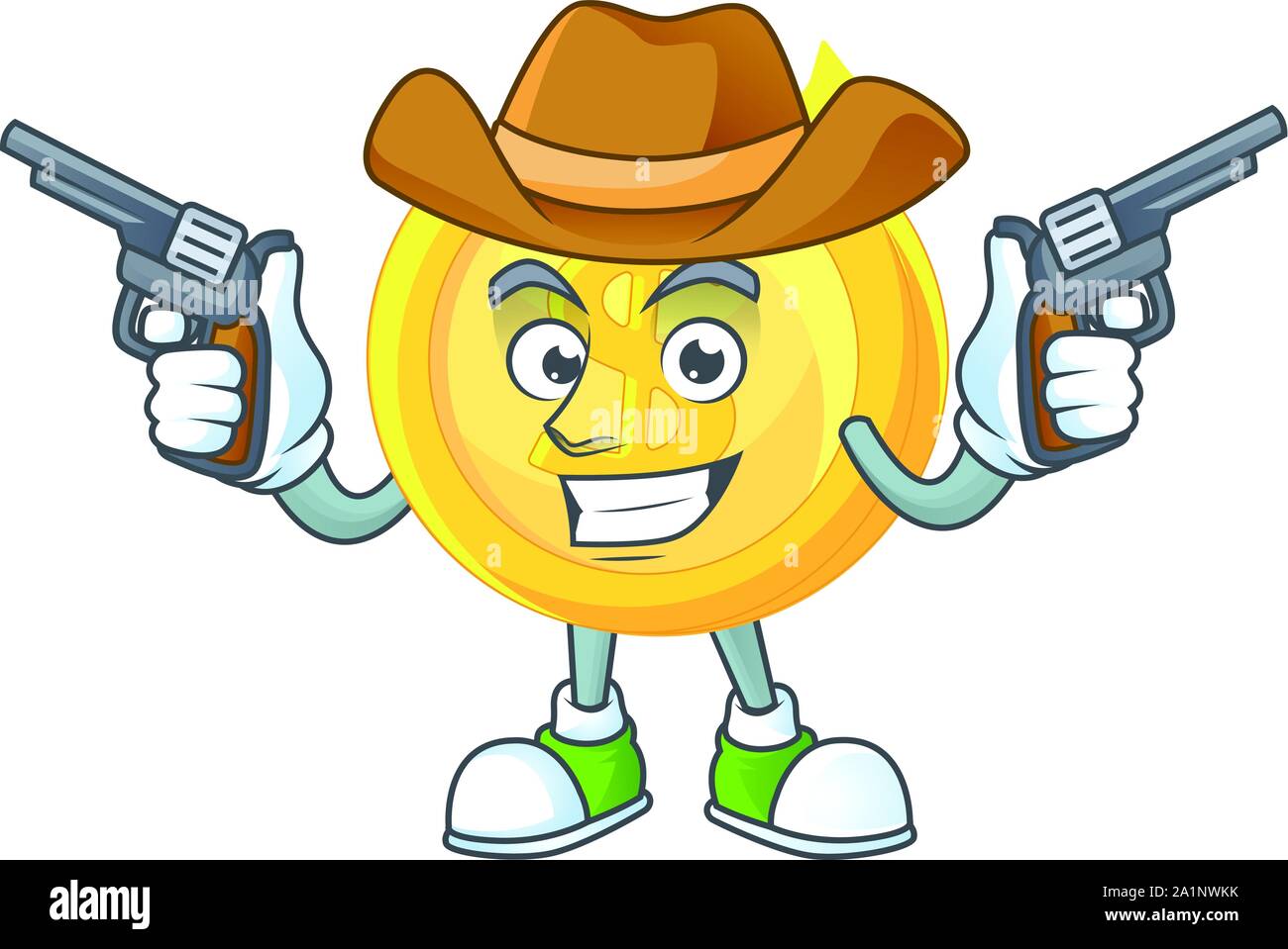 Cowboy gold coin with design character mascot Stock Vector Image & Art ...