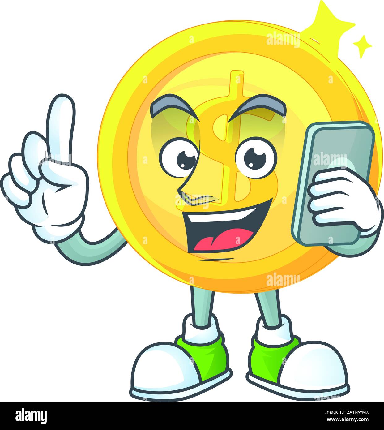 With phone gold coin with design character mascot Stock Vector Image ...