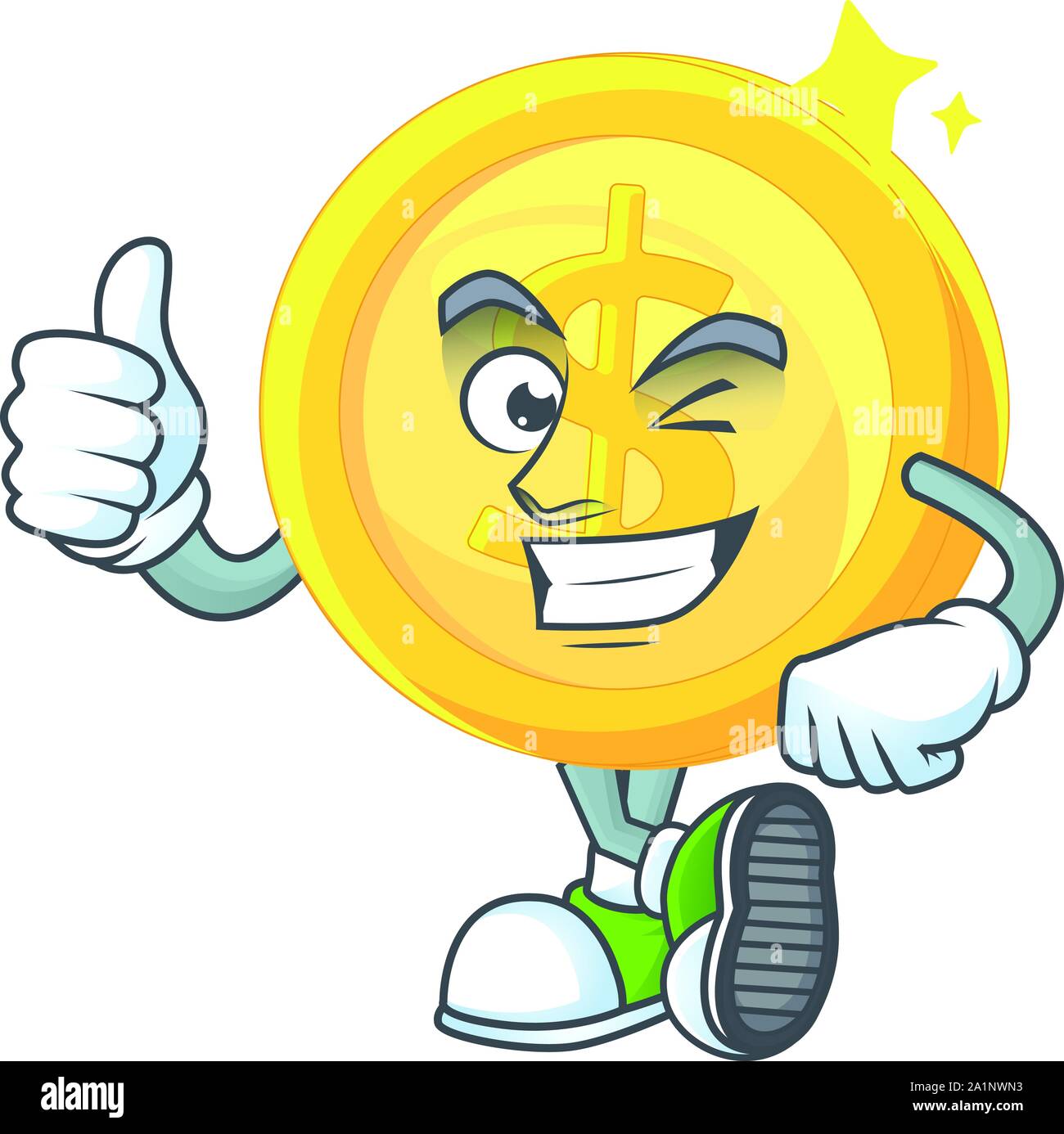 Thumbs up currency gold coin isolated white background Stock Vector ...