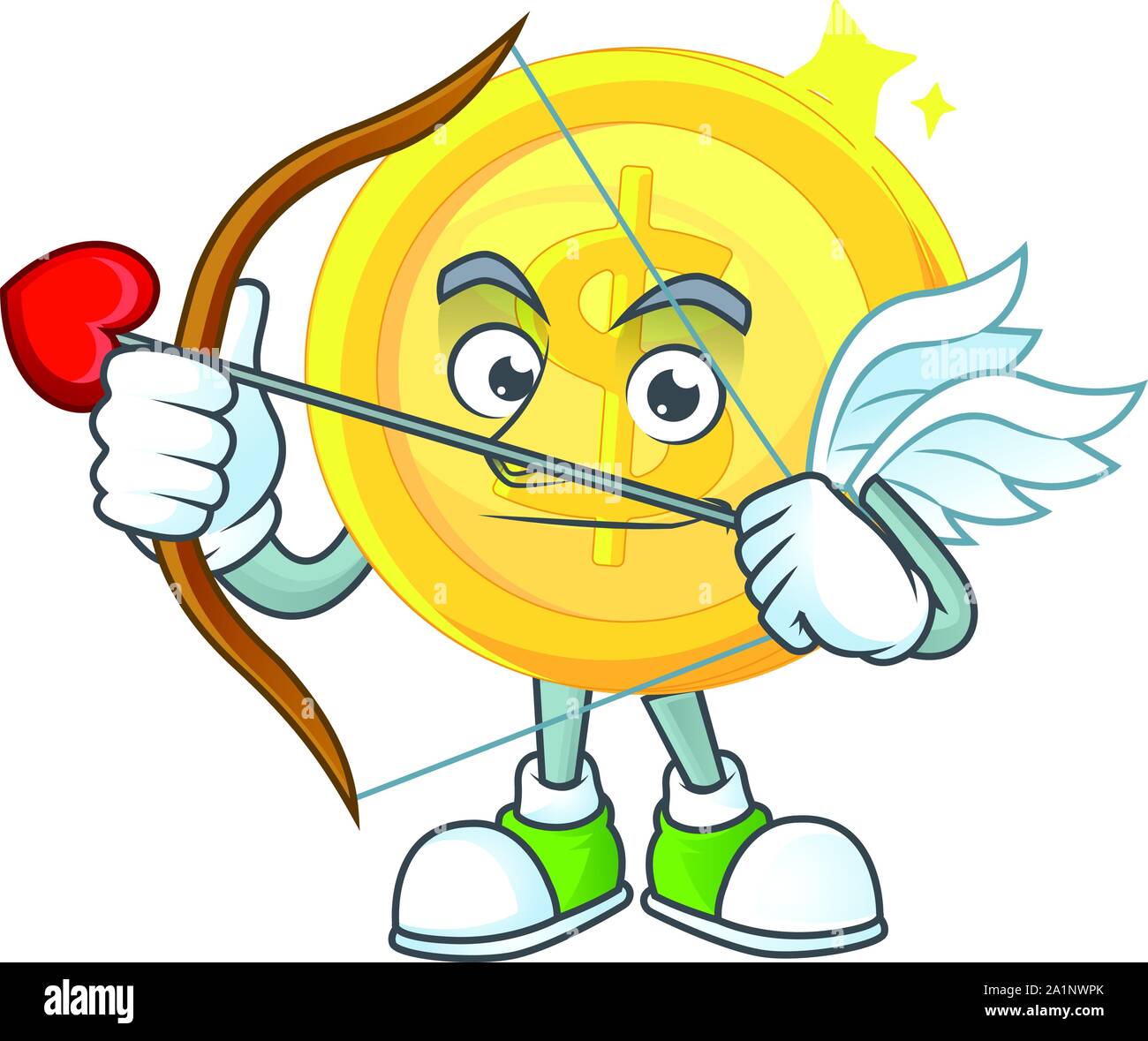 Cupid gold coin with design character mascot Stock Vector Image & Art ...