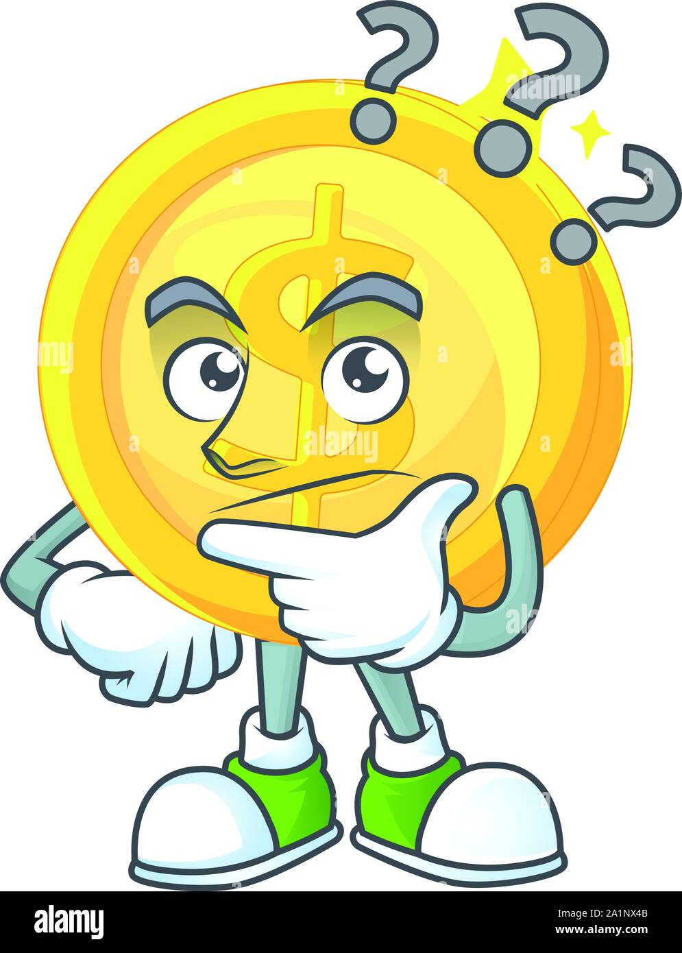 Thinking gold coin cartoon character for payment Stock Vector Image ...