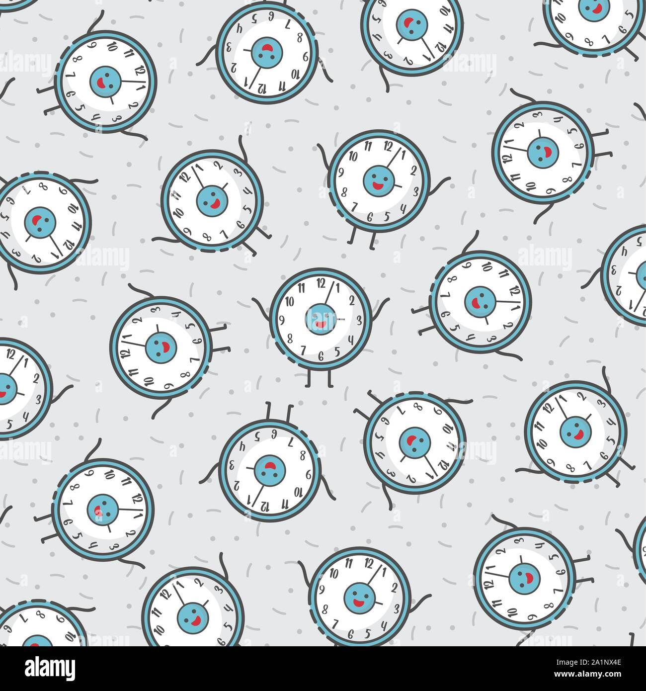 A Cute Clock Illustration Vector Background with Blue Color Stock ...