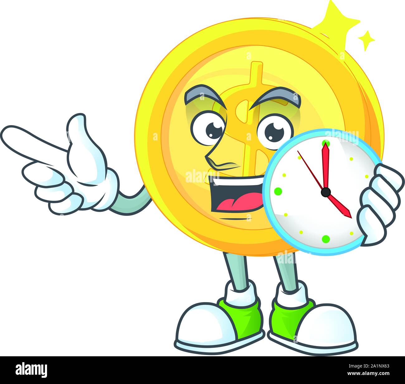 With clock currency gold coin isolated white background Stock Vector ...