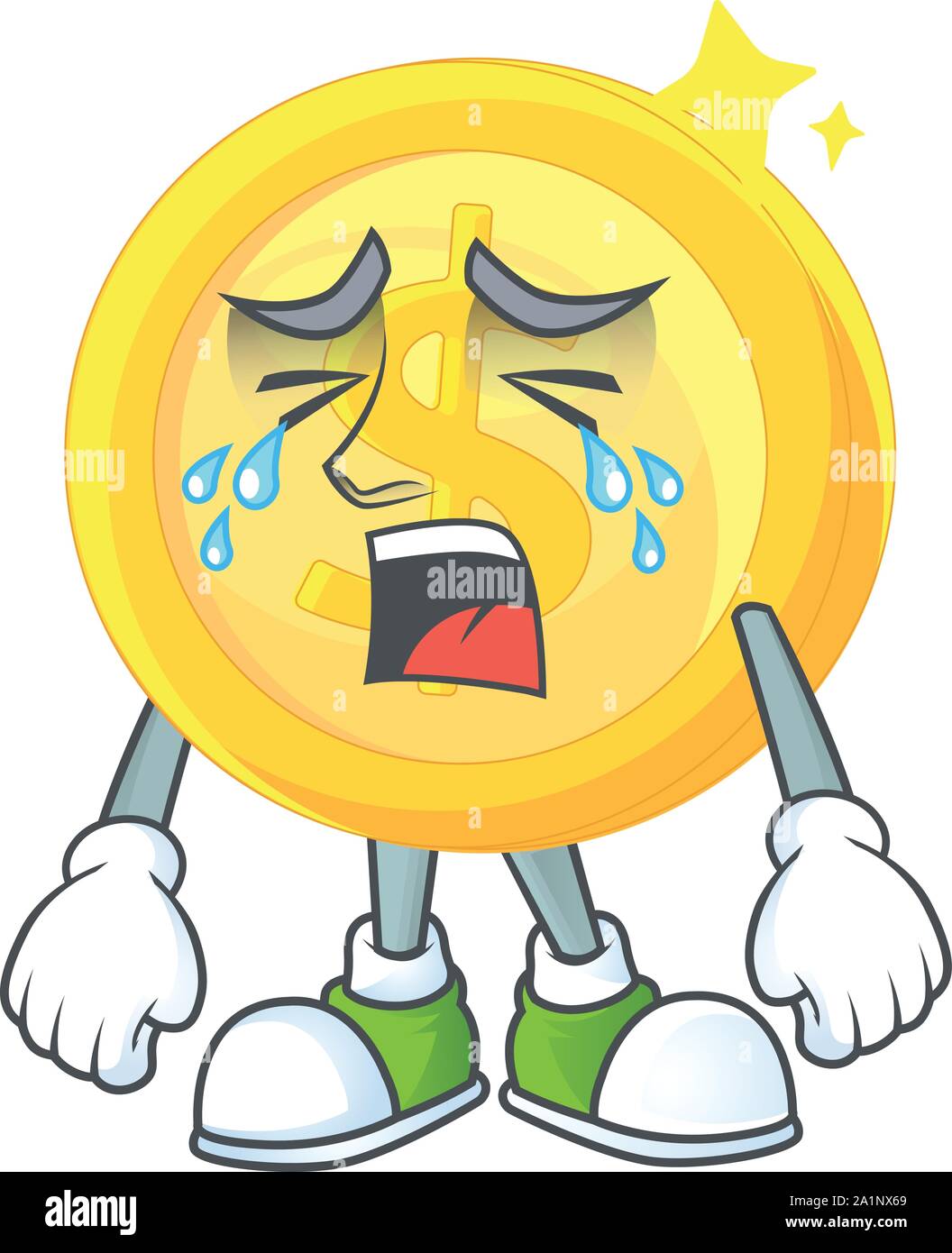 Crying gold coin cartoon character for payment Stock Vector Image & Art ...