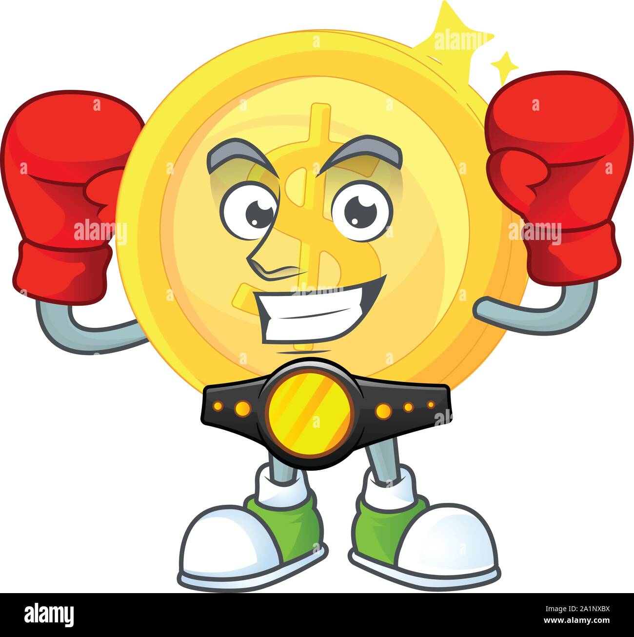 Boxing gold coin with design character mascot Stock Vector Image & Art ...