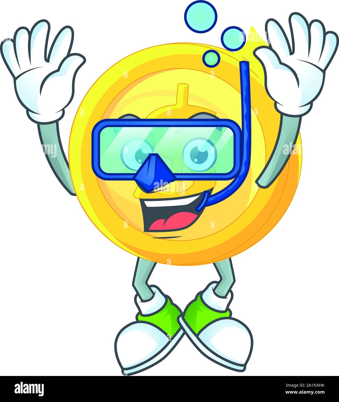 Diving currency gold coin isolated white background Stock Vector Image ...